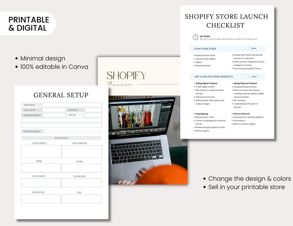 Printable Shopify Store Planner – Virtually Done Studio PLR