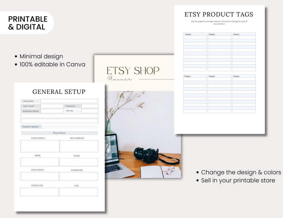 Printable Etsy Store Planner – Virtually Done Studio PLR