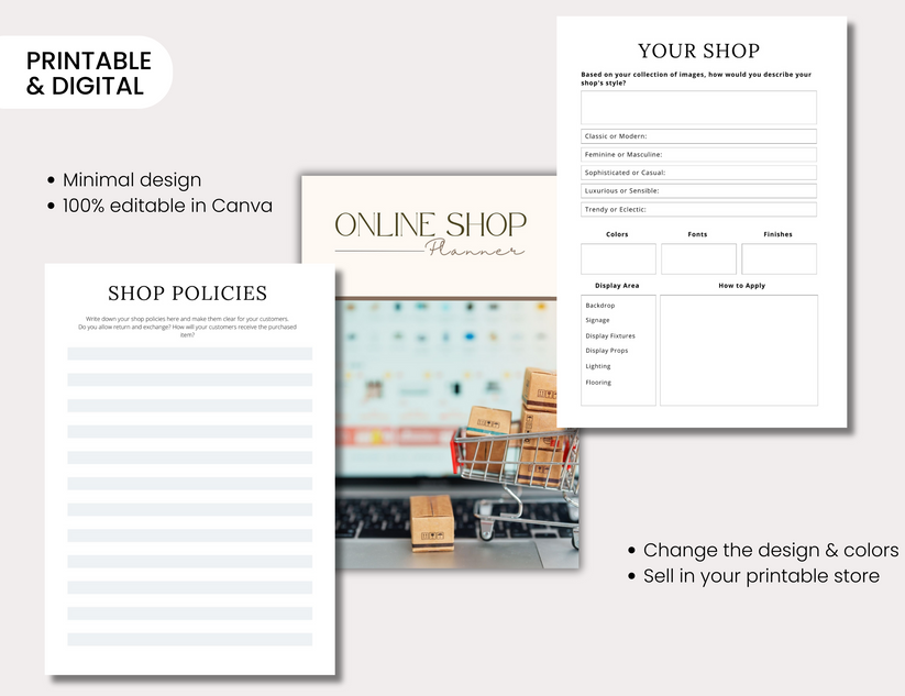 Online Shop Planner Printable – Virtually Done Studio PLR