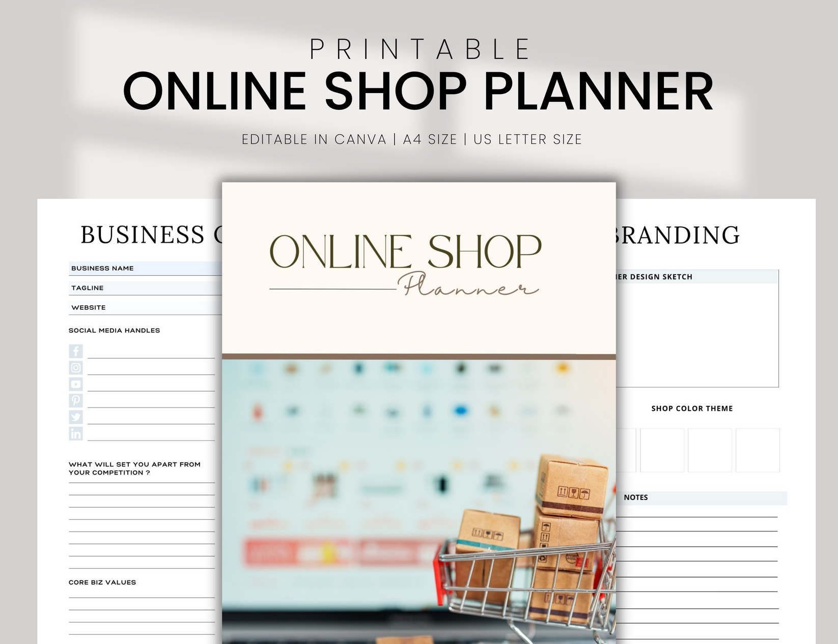 Online Shop Planner Printable – Virtually Done Studio PLR