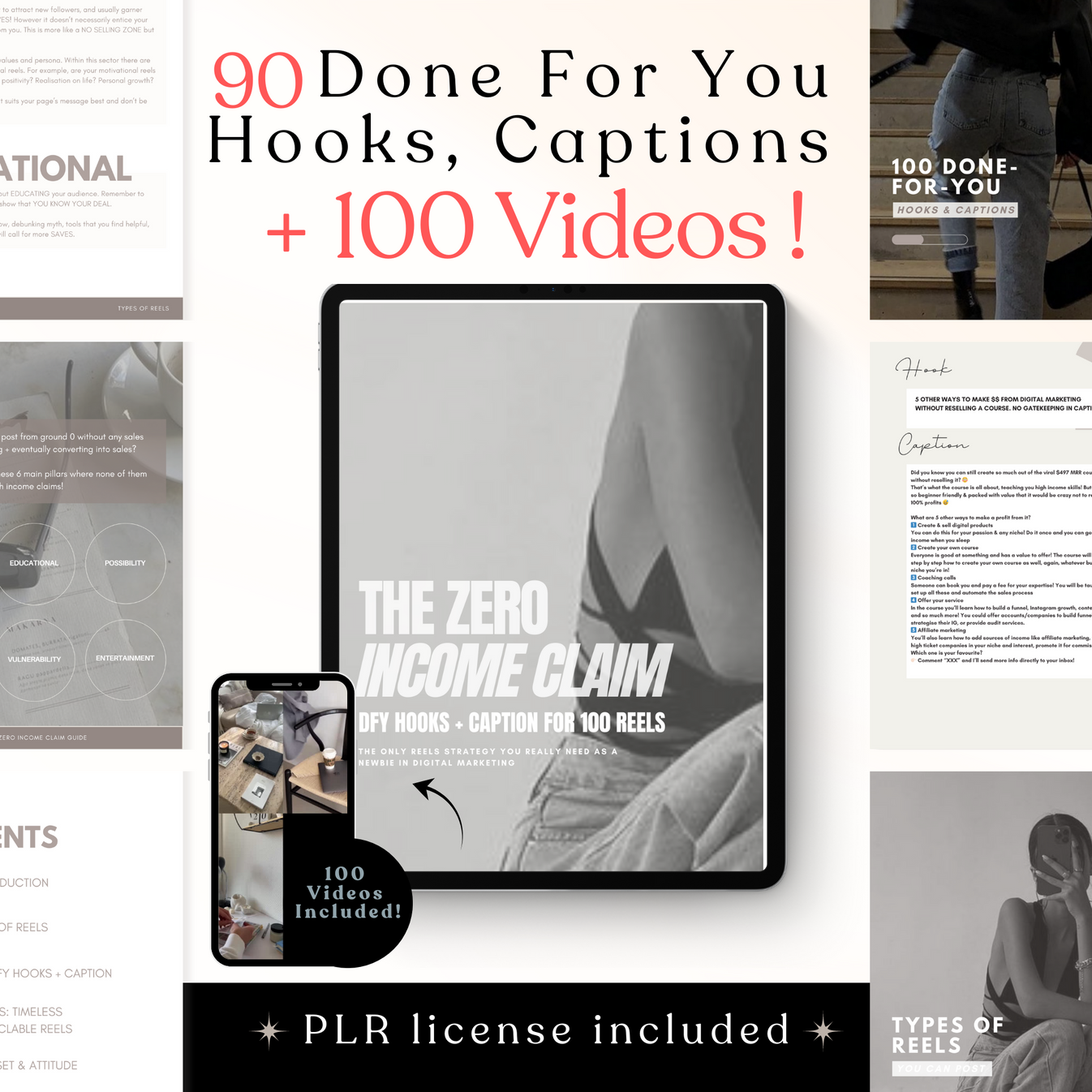 The Zero Income Claim Guide - 90 days of captions, hooks and 100 video ...